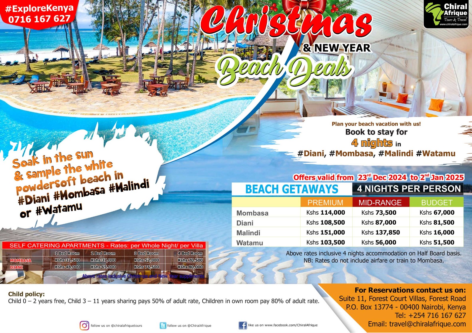 Christmas and New Year Beach Deals | Chiral Afrique